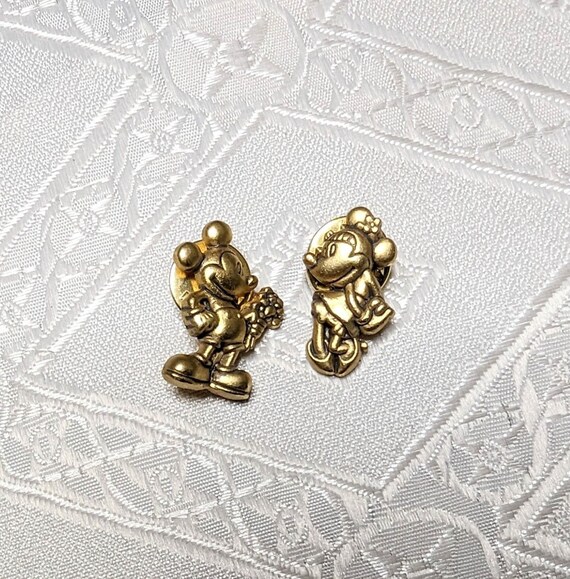 Vintage Walt Disney Gold Tone Mickey and Minnie Mouse… - Gem