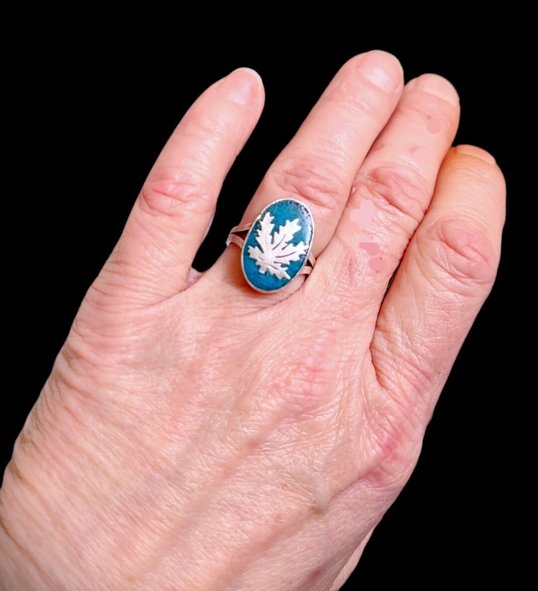 Turquoise Marijuana Leaf Inlay 420 Fashion Silver Tone Large Oval Non ...