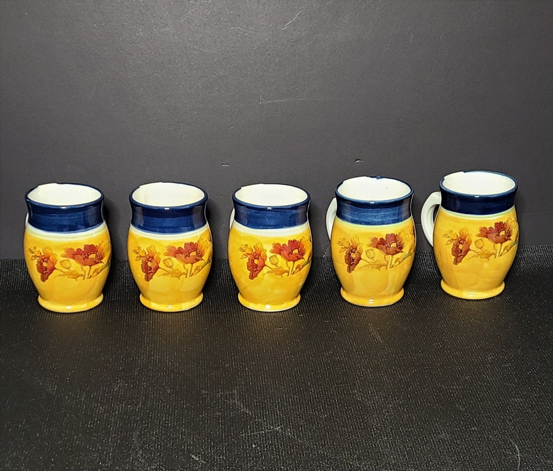 Vintage Robert Gordon Pottery Australia Set of 5 Crafted Floral Coffee ...