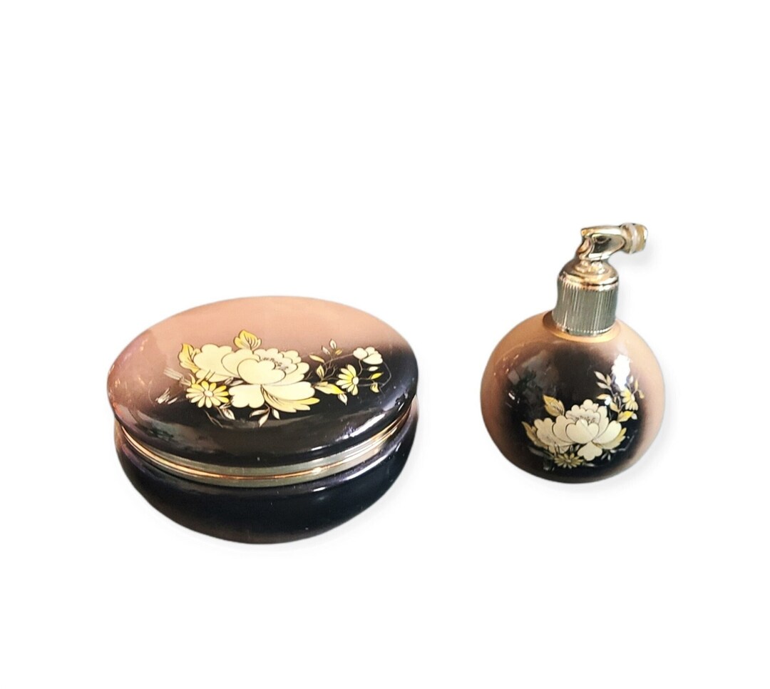 Vintage Carved Alabaster Perfume Atomizer With Matching Round Hinged ...