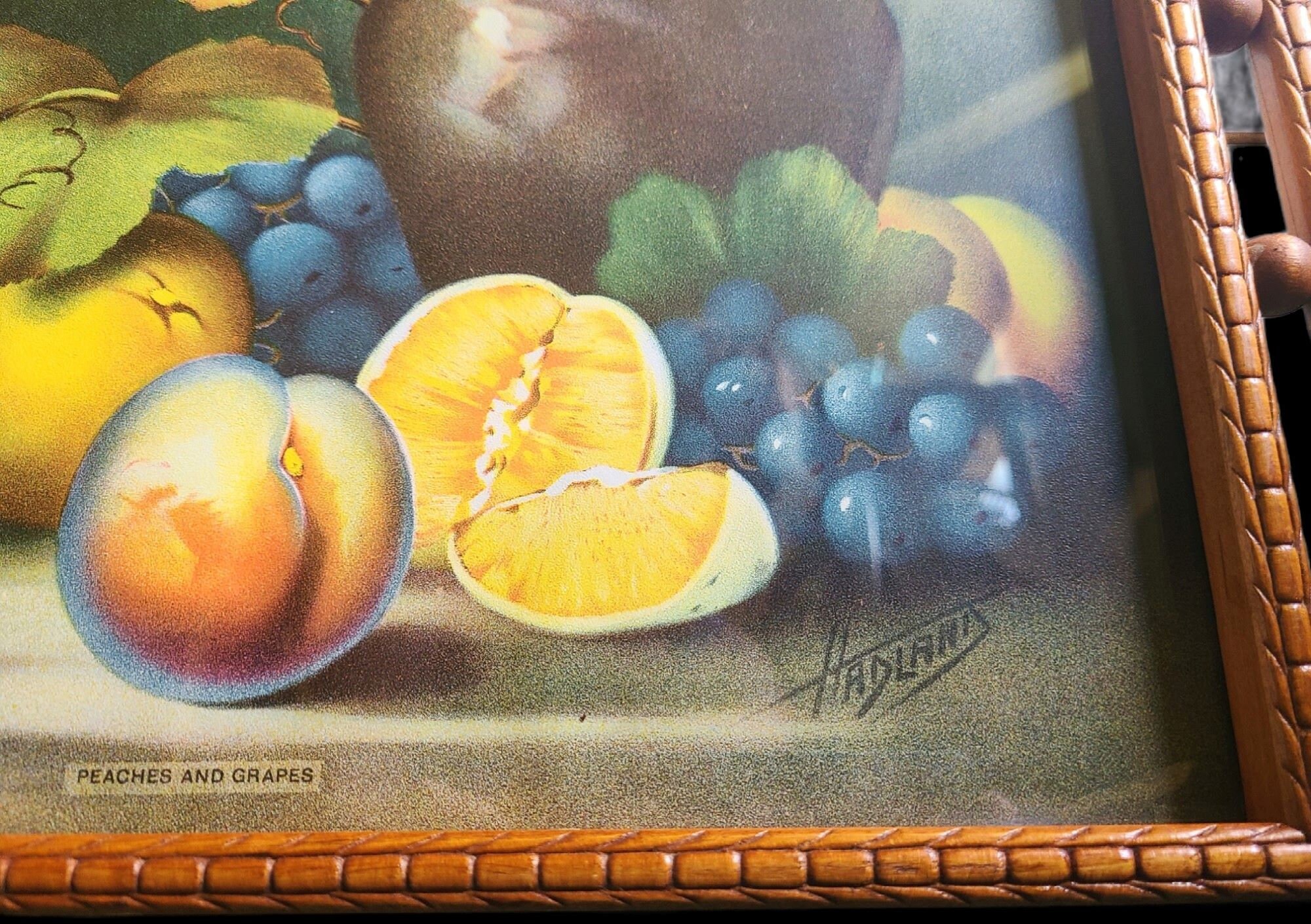 RARE 1908 George Hadland Lithograph Peaches and Grapes Framed | Etsy