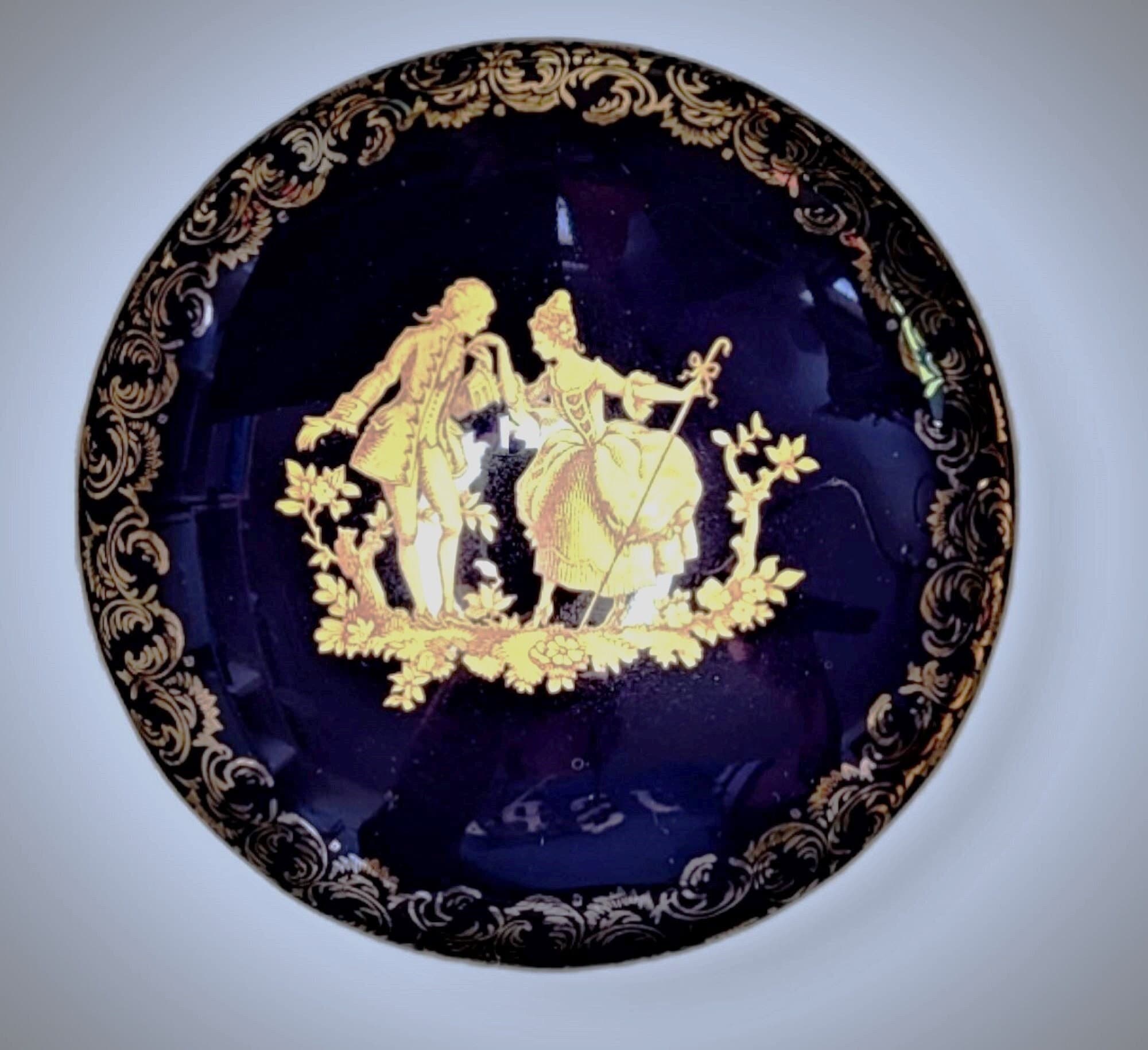Vintage Limoges Porcelain Cobalt Blue Gold Gilt Round Lidded - Etsy