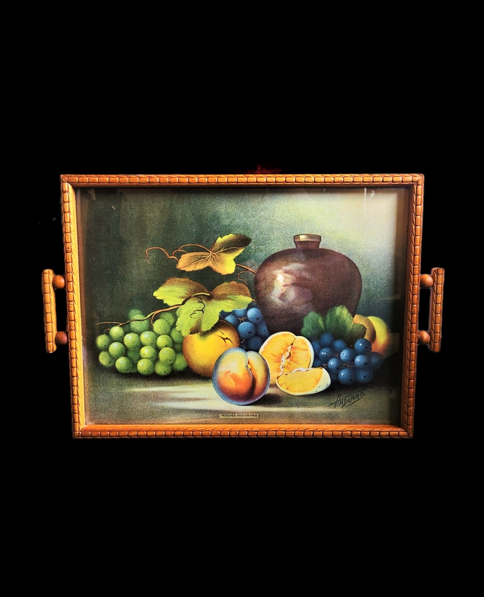 RARE 1908 George Hadland Lithograph Peaches and Grapes Framed | Etsy