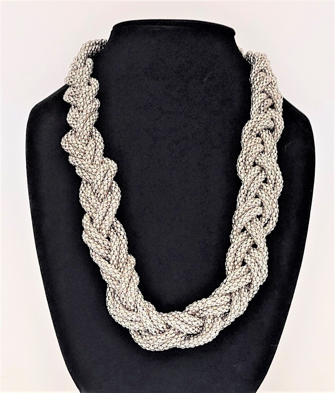 Byzantine Braided Double Strand Necklace in Silver Colour - Etsy