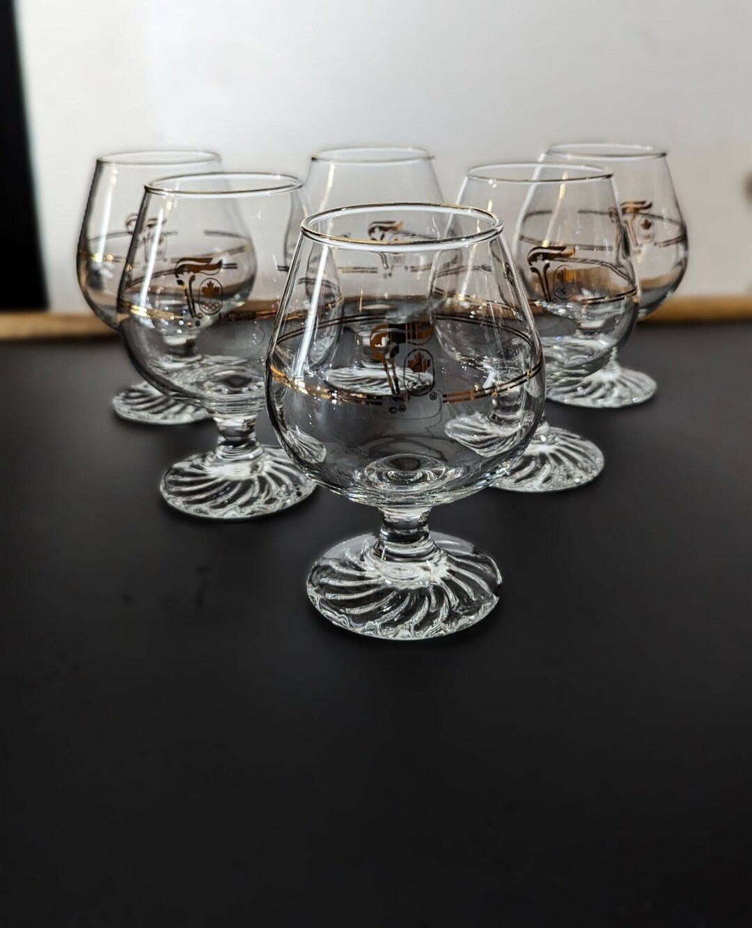 Olympic Collector Snifter Glasses Set of 6 1988 Petro Canada 10 Oz. 22k ...