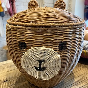 Bear Storage Basket. Boho Kids Room Wicker Basket With Lid - Etsy