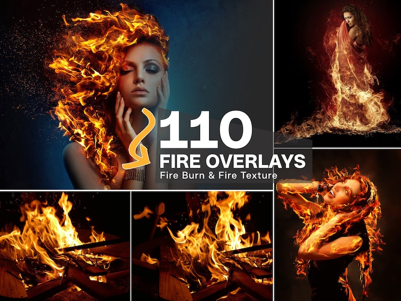 Fire Overlays Complete Pack, Fire Overlay Photoshop, Fire Burning, Fire ...