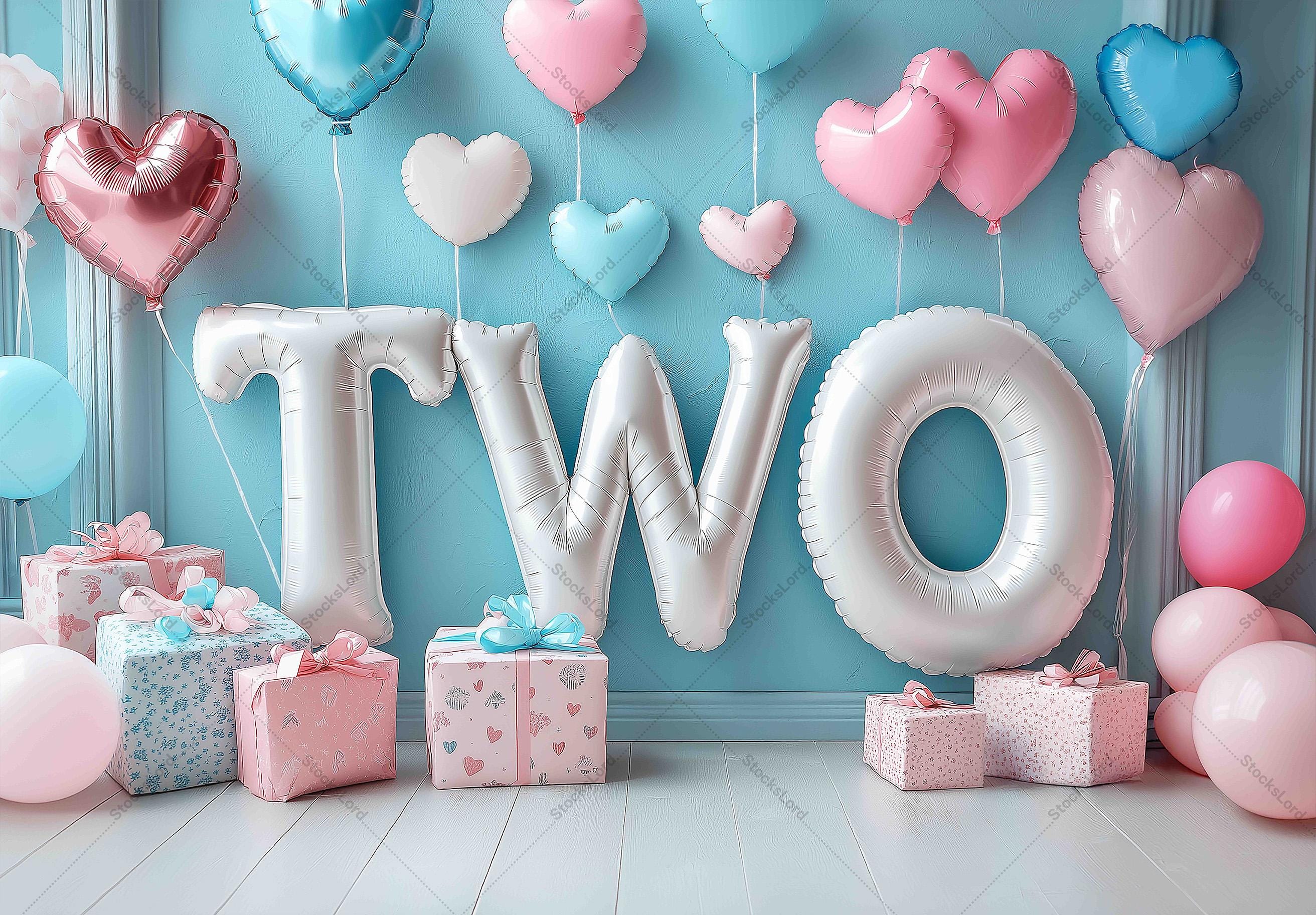 2nd Birthday Backdrop, Two Years Old Birthday Backdrop, Birthday ...