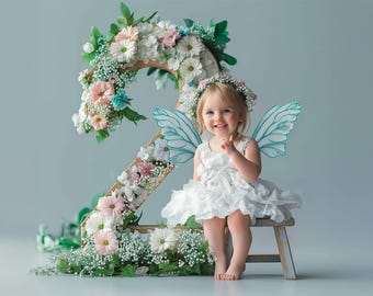 Digital 2 Two Year Second Birthday Backdrop, Second Birthday Baby Girl ...