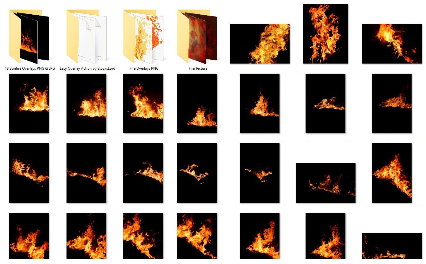 Fire Overlays Complete Pack, Fire Overlay Photoshop, Fire Burning, Fire ...
