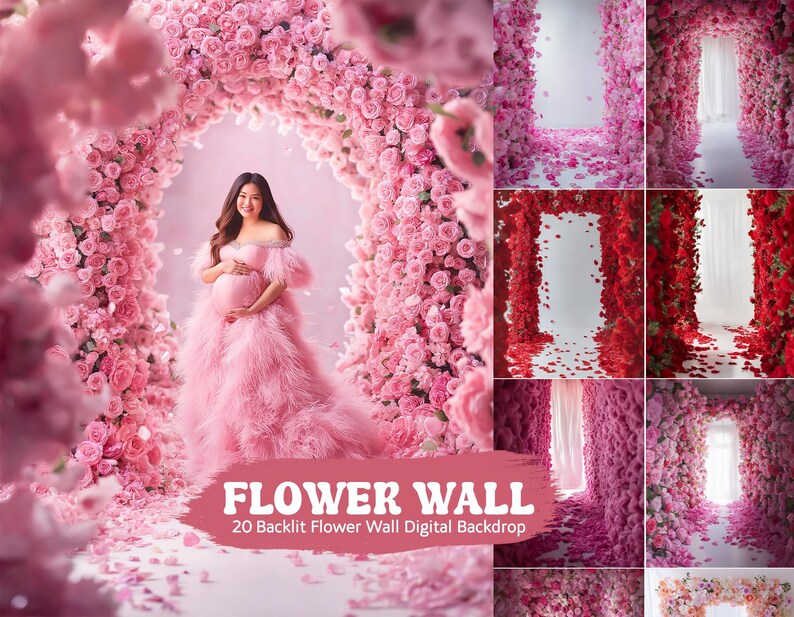 Backlit Flower Wall Backdrops, Flower Wall Backdrops, Flower Wall Panel ...