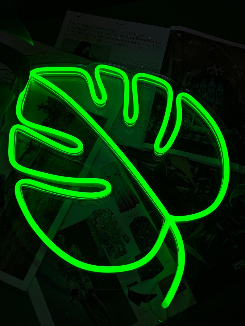 Tropical Elegance: Monstera Leaf Neon Sign and LED Light for - Etsy