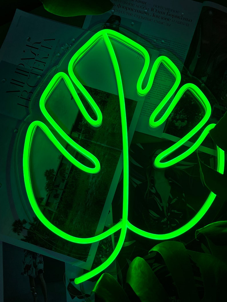 Tropical Elegance: Monstera Leaf Neon Sign and LED Light for - Etsy