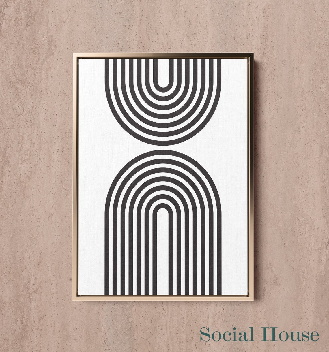 Minimal Printable Art Double Rainbow Woodblock Print Art | Etsy