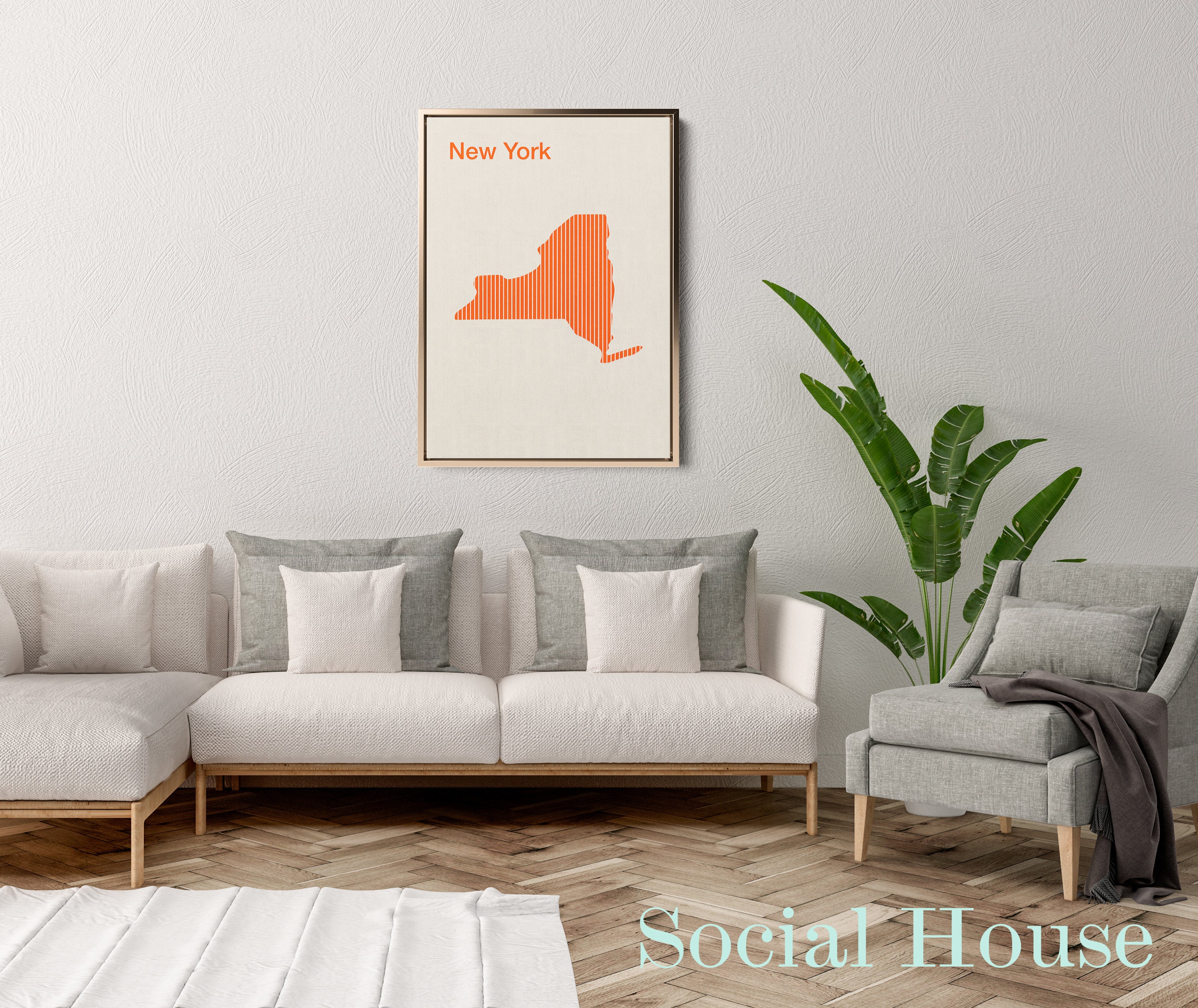 Minimalist Map of New York Print New York State Map Large Wall - Etsy