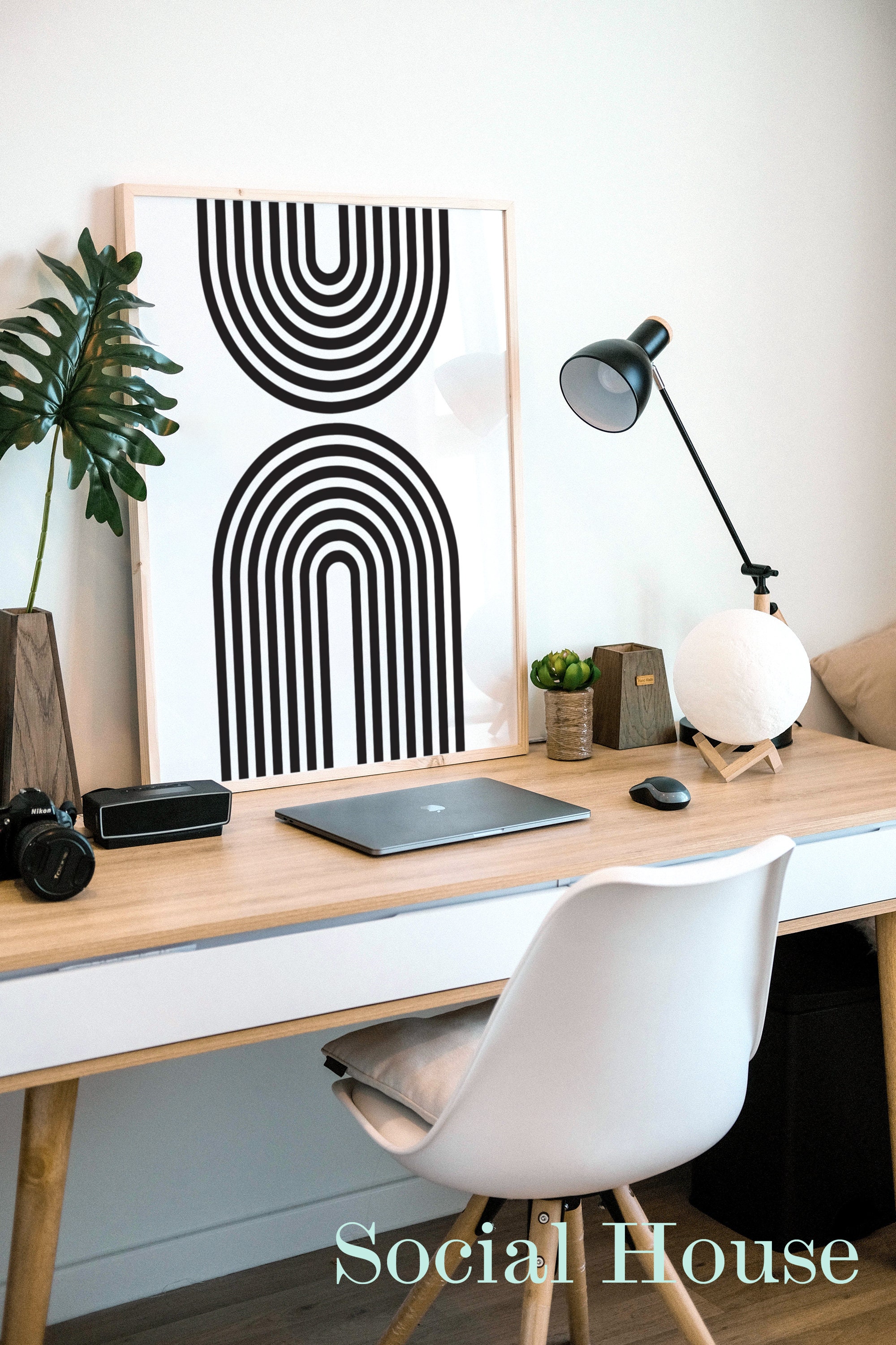 Minimal Printable Art Double Rainbow Woodblock Print Art | Etsy