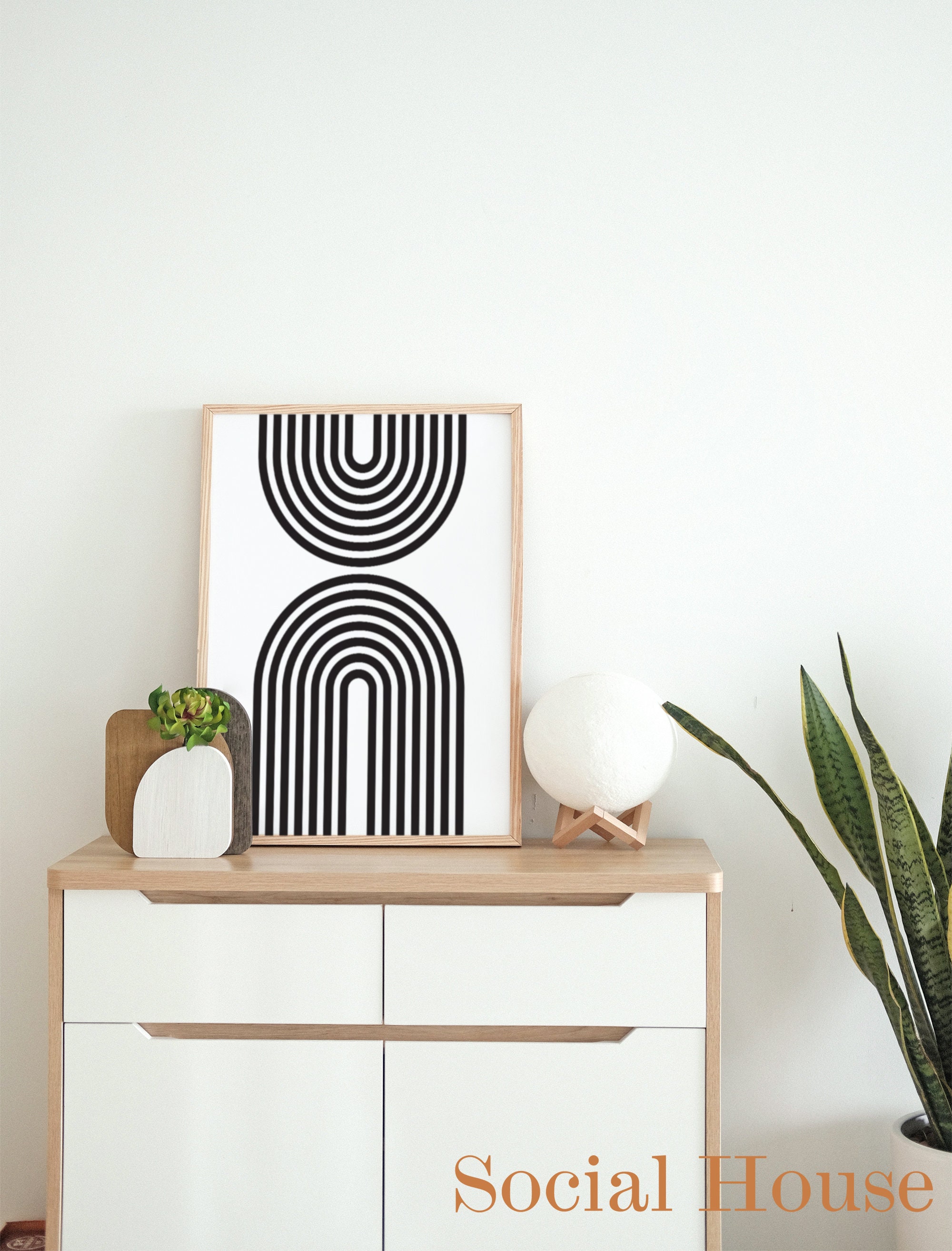 Minimal Printable Art Double Rainbow Woodblock Print Art | Etsy