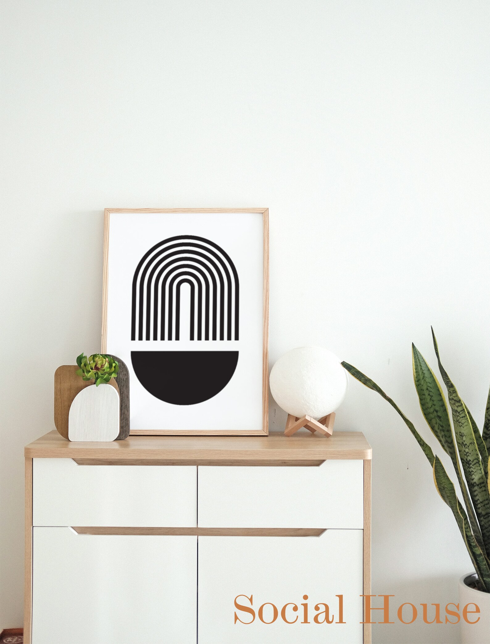 Mid Century Modern Minimalist Print Black and White Woodblock - Etsy