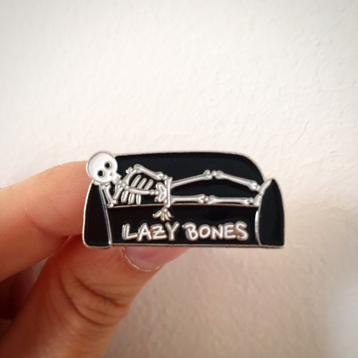 Lazy Bones Enamel Pin | Skeleton - Etsy