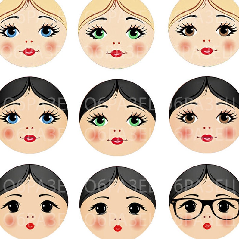 Vintage and fashion doll faces print. Matryoshka doll face. | Etsy