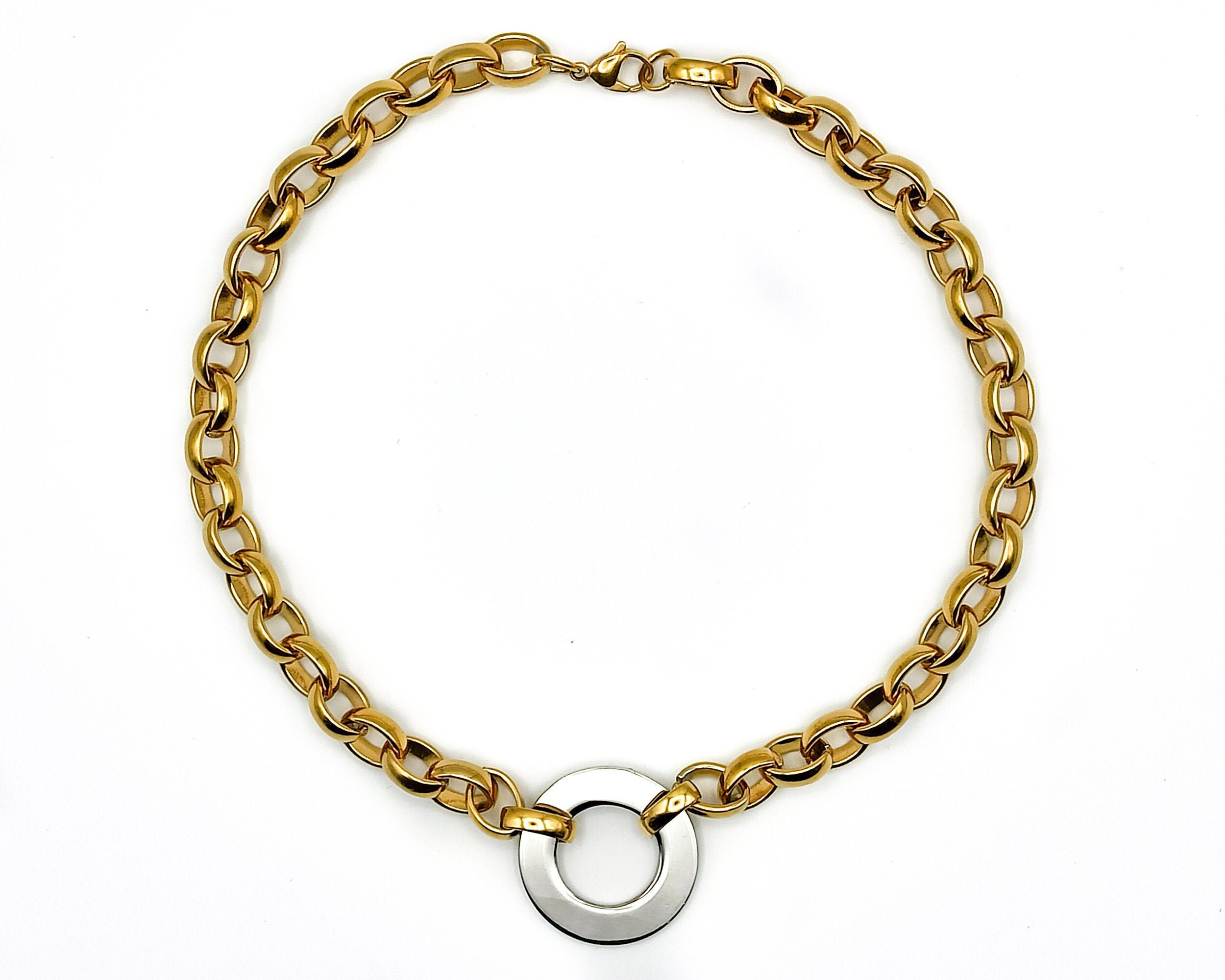 Choker Chain Necklace Palladio in Gold and Silver With Modern - Etsy UK