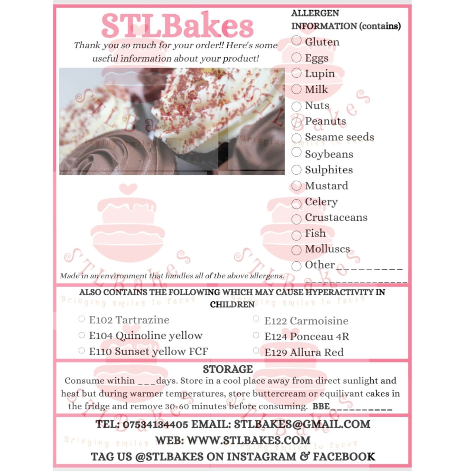 Allergen Sheets for Cakes - Etsy