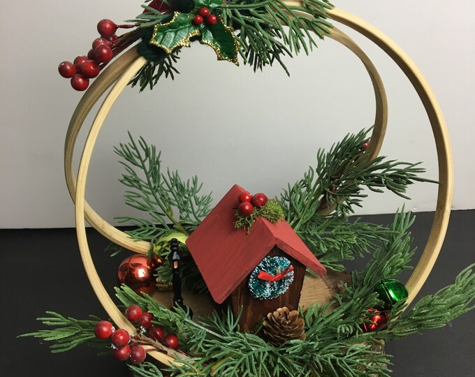 Christmas Centerpiece Faux Floral Hoop Centerpiece Christmas Decor ...