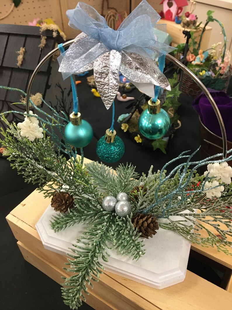 Winter Wonderland Centerpiece Faux Floral Hoop Centerpiece Christmas ...