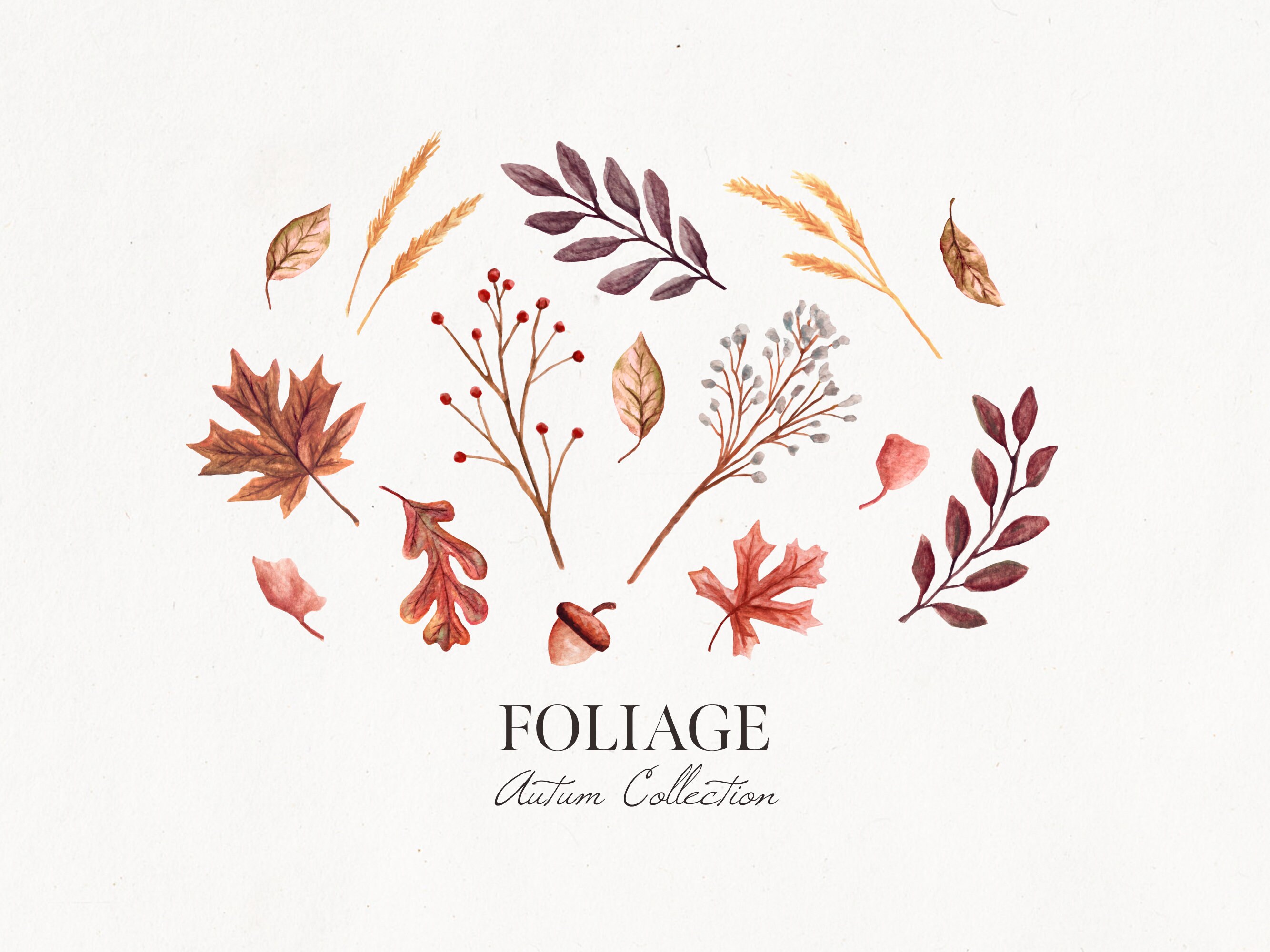 Fall Watercolor Clipart PNG Bundle Hand-painted Autumn Leaves, Gnomes ...