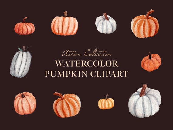 Fall Pumpkin Watercolor Clipart PNG Rustic Autumn Vibes Hand - Etsy