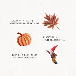 Fall Watercolor Clipart PNG Bundle Hand-painted Autumn Leaves, Gnomes ...
