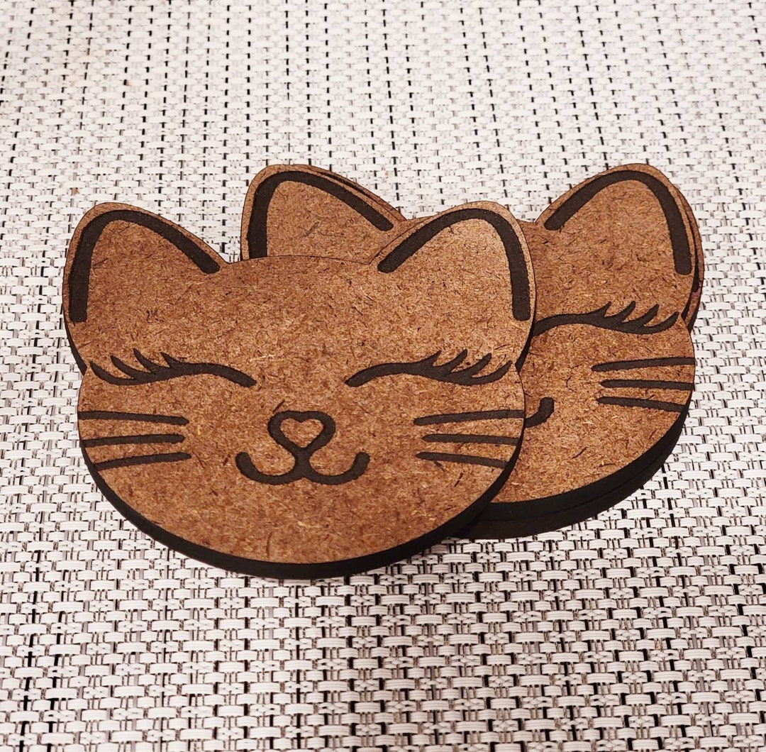 Wooden Cat Coasters - Etsy