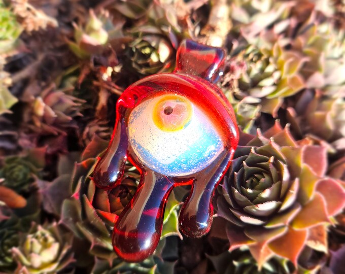 Blood Red Drippy Eye Handblown Glass Wearable Pendant EDM Festival ...