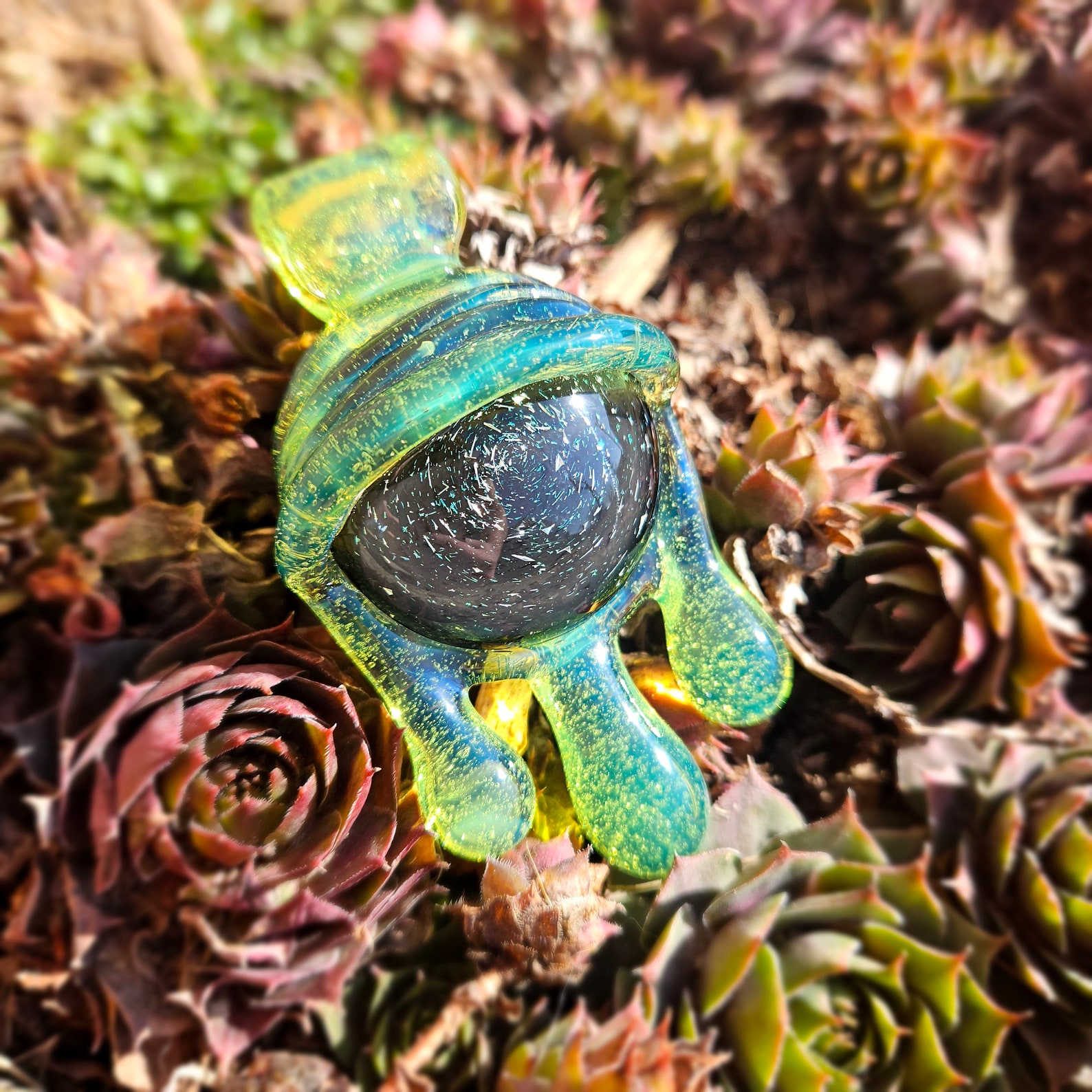 Green Dichroic Crystal Drippy Eye Handblown Glass Wearable Pendant EDM ...