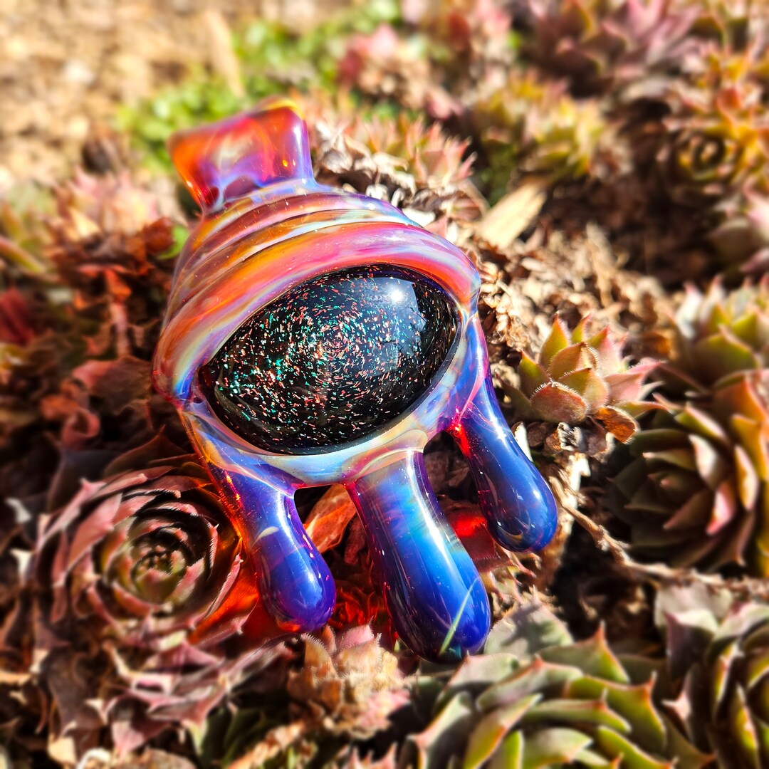 Dichroic Crystal Drippy Galaxy Eye Handblown Glass Pendant Necklace EDM ...