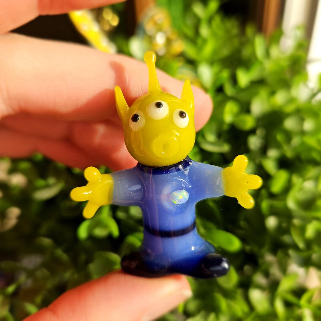 Toy Story Alien Scuplted Handblown Glass Wearable Pendant Necklace With ...