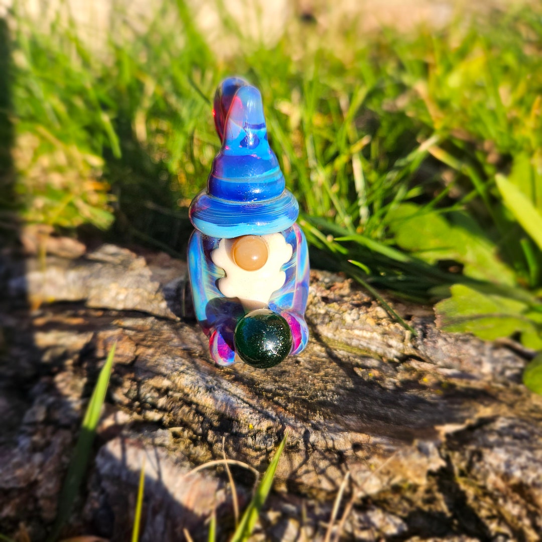 Wizard Gnome Orb Handblown Glass Pendant Necklace EDM - Etsy