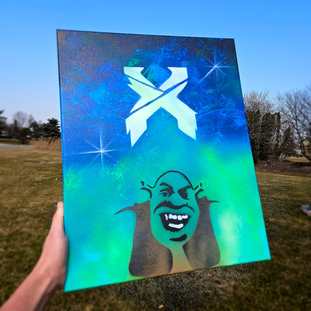 Blacklight/uv Reactive Excision Shrek Rave Original Canvas Painting - Etsy