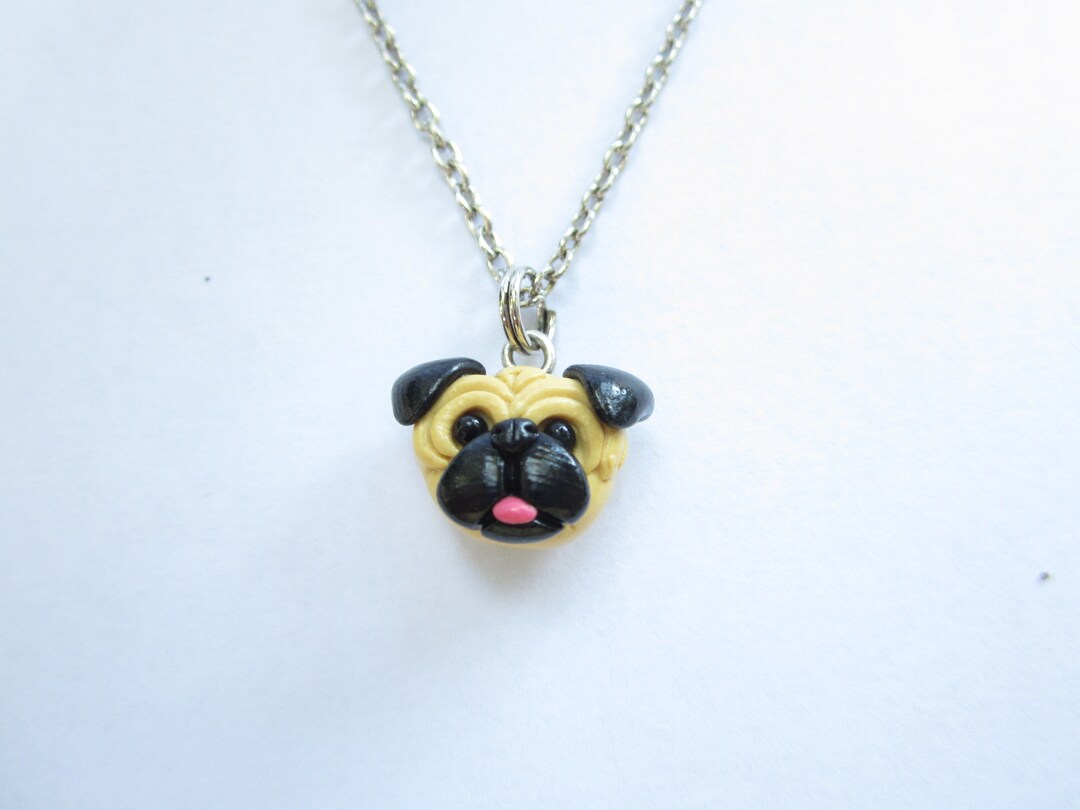 Pug Necklace Pug Charm Dog Necklace Pug Gift Gifts Polymer Clay Animal ...