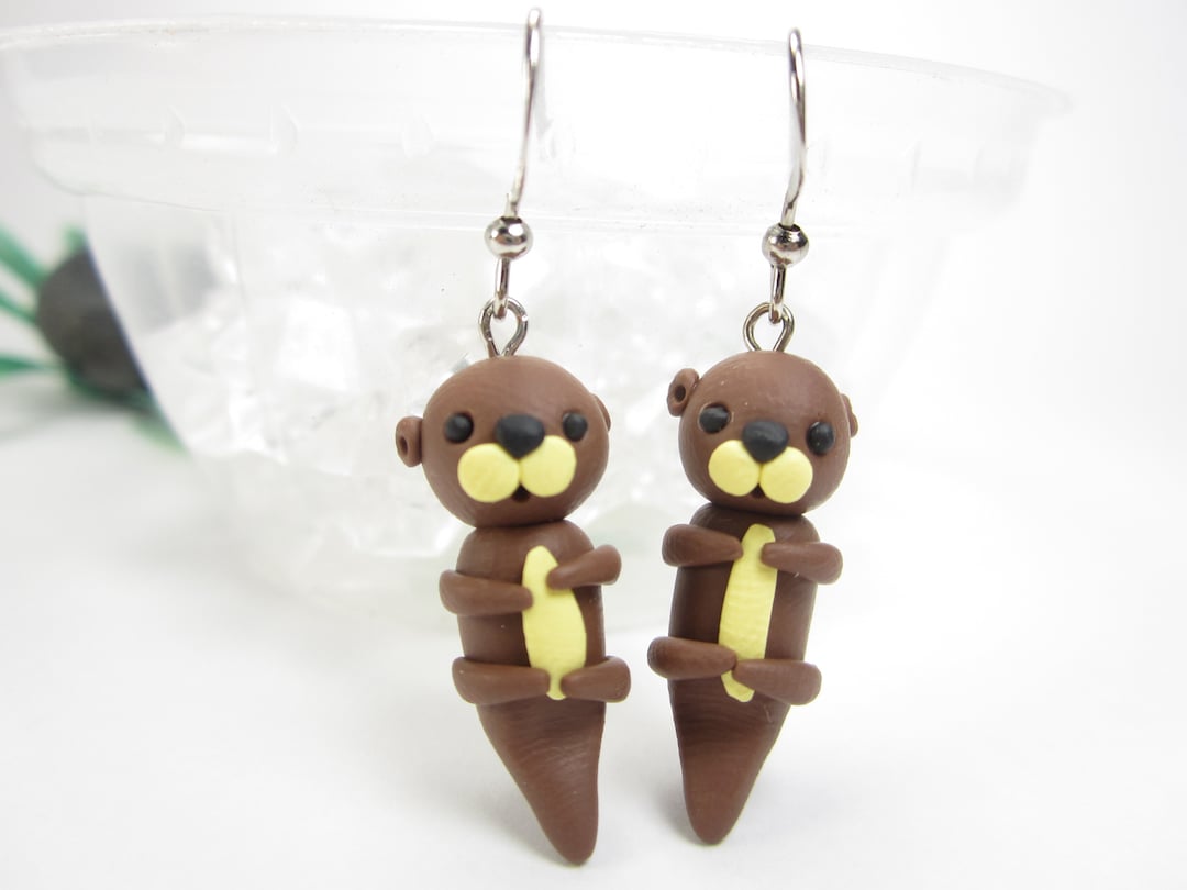 Otter Earrings, Otter Jewelry, Otter Gifts, Animal Charm, Otter Charm ...
