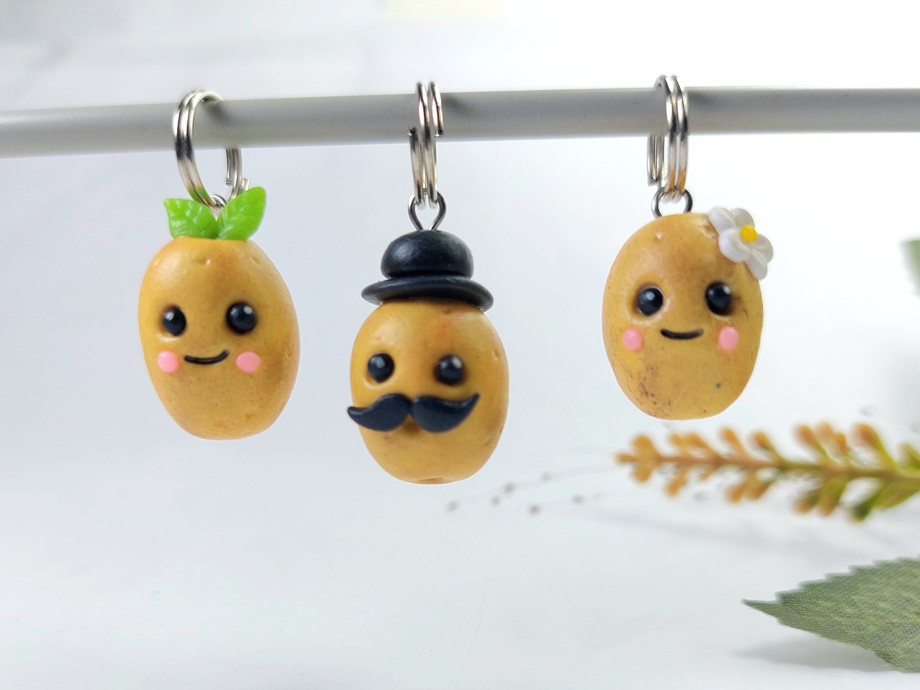 Potato Stitch Markers Funny Cute Polymer Clay Charm Mustach Daisy ...