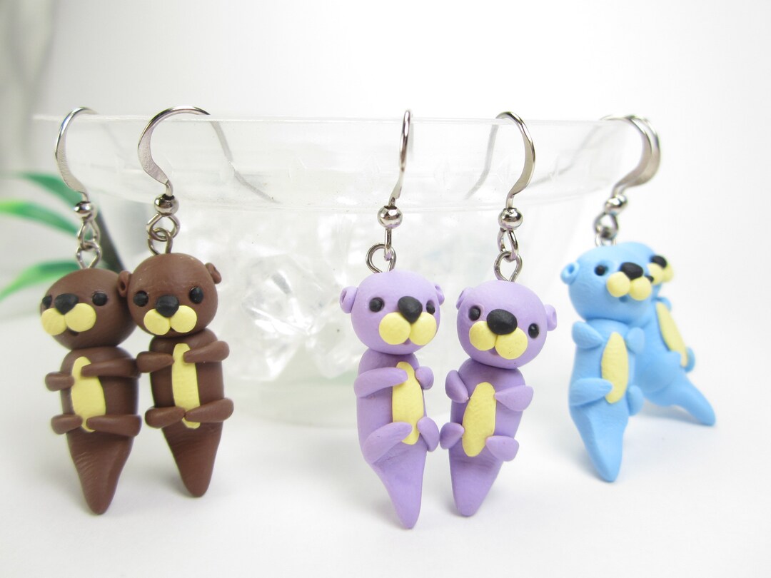 Otter Earrings Otter Jewelry Otter Gifts Animal Charm - Etsy