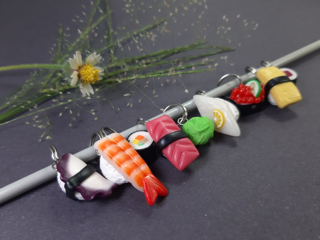 Sushi Stitch Markers Knitting Set Polymer Clay Charms Food Knit Gift ...