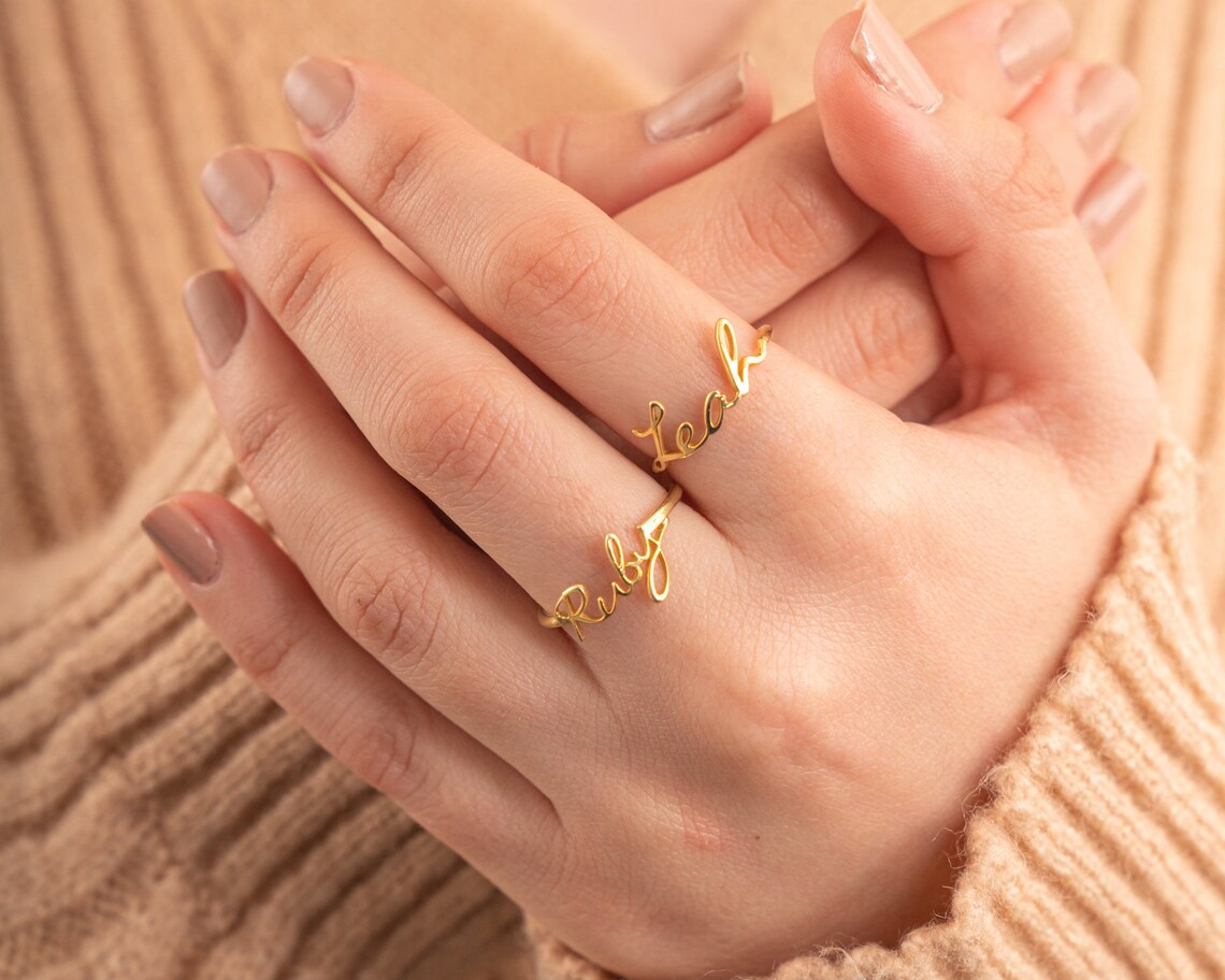 Custom Name Ring Stackable Name Ring Personalized Name Ring - Etsy Canada