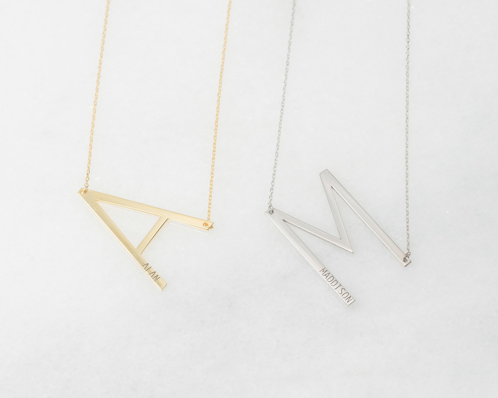 Large Letter Necklace Large Initial Letter Necklace Big - Etsy