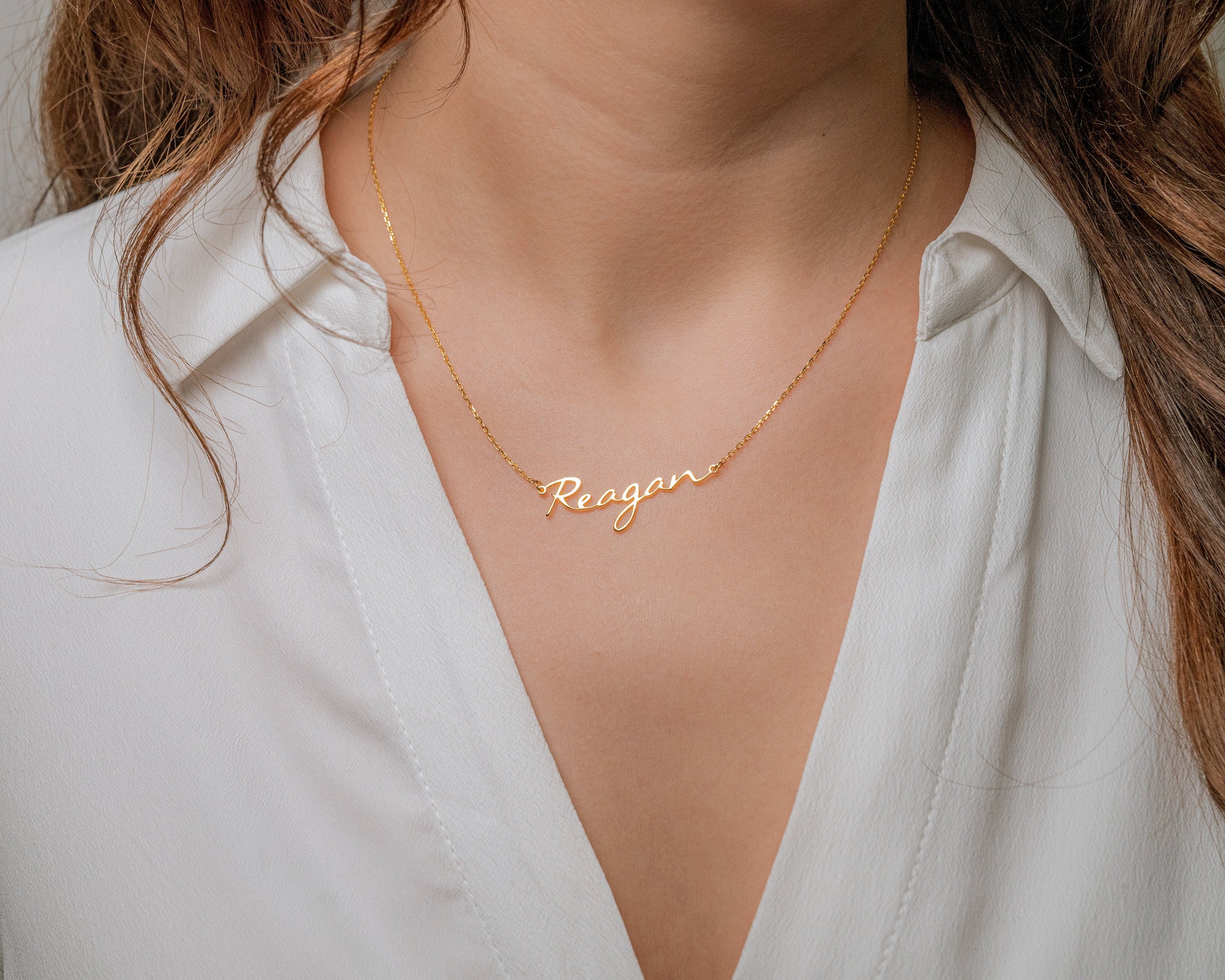 Name Necklace, Dainty Name Necklace, Gold Name Necklace, Personalized ...