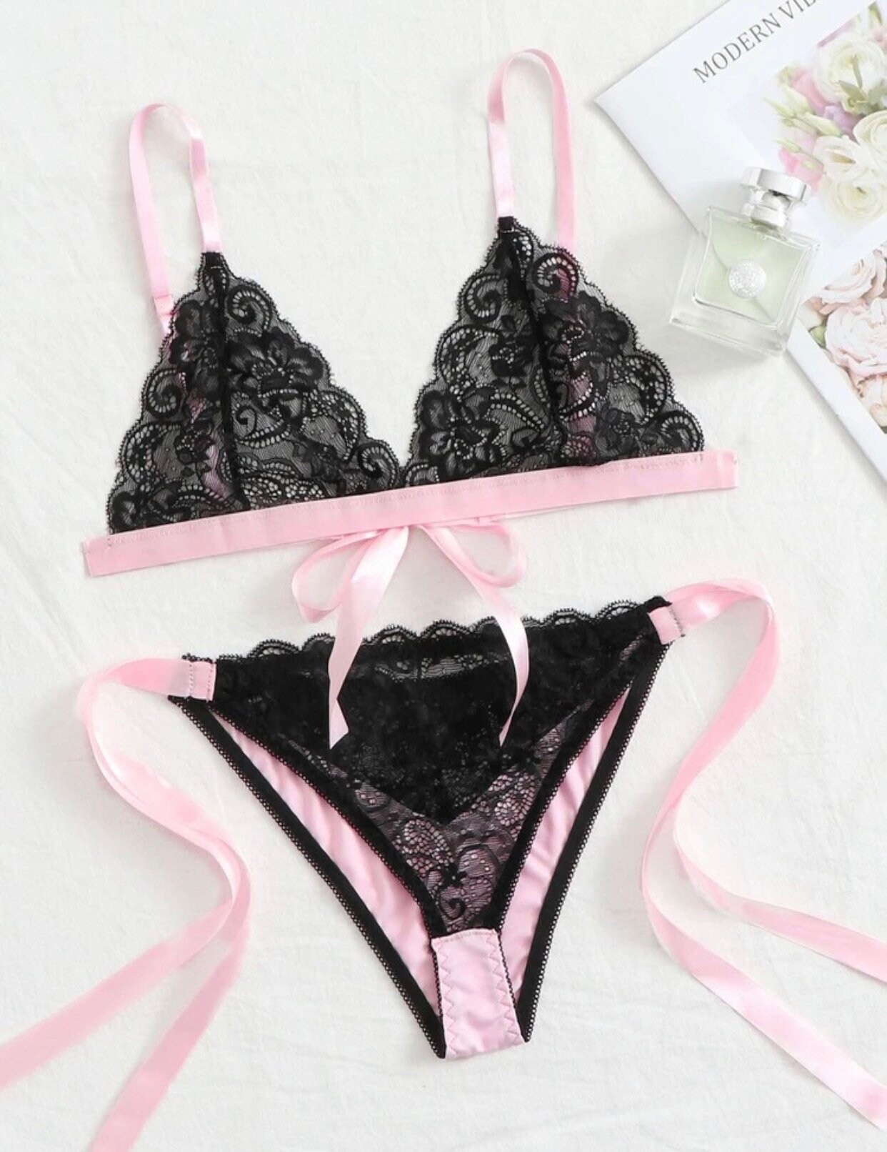 Lace Scallop Lingerie Set Etsy