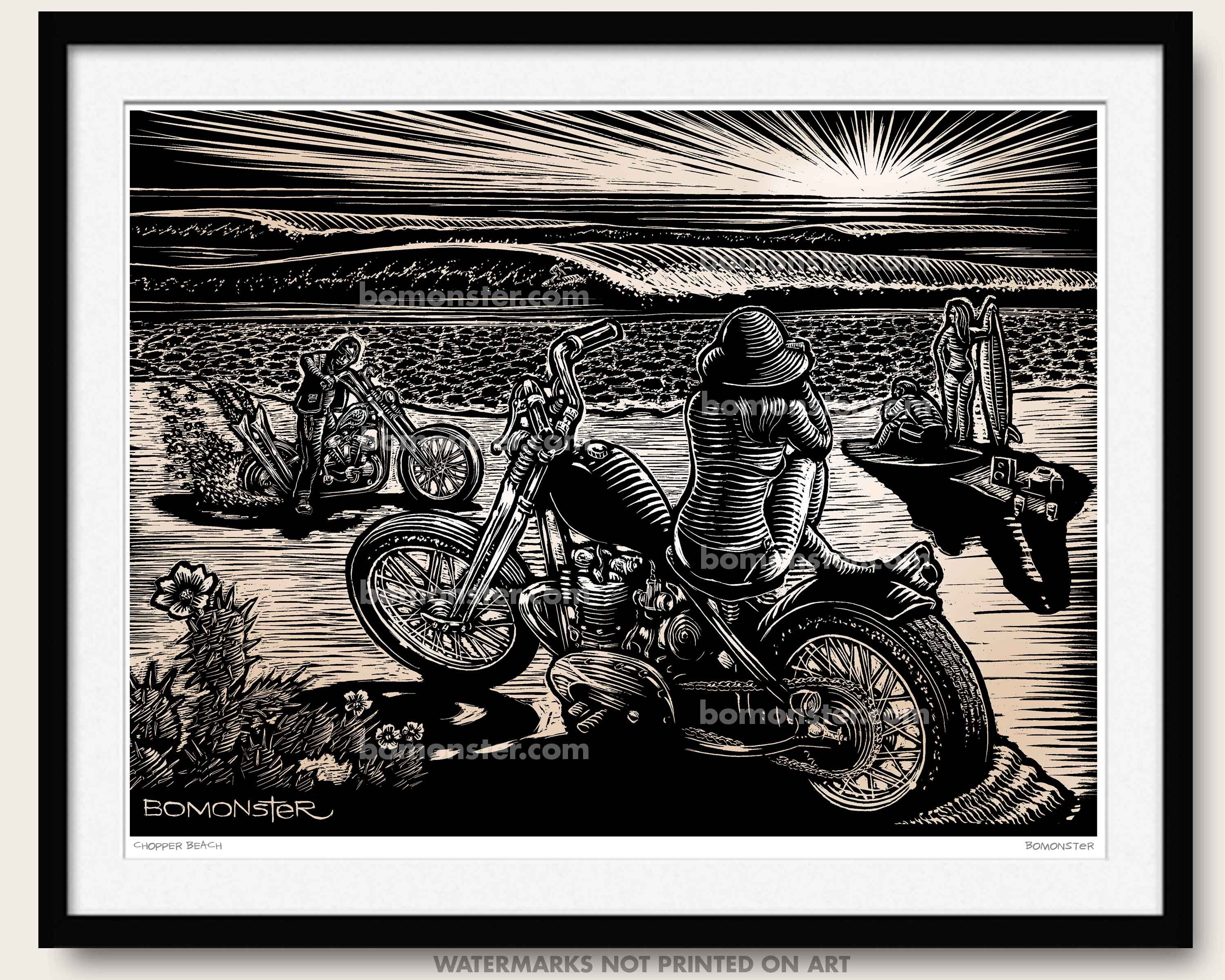 Chopper Motorcycle Signed Litho Art Print "chopper Beach" - Etsy