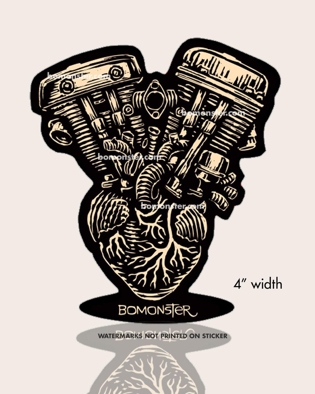 Motorcycle V-twin Sticker "shovelpan Heart" - Etsy