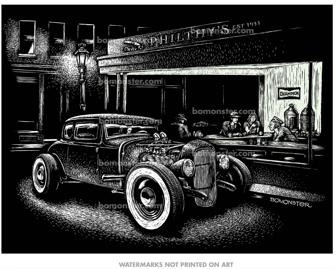 Hot Rod Signed Litho Art Print "hopper Stopped Here" - Etsy